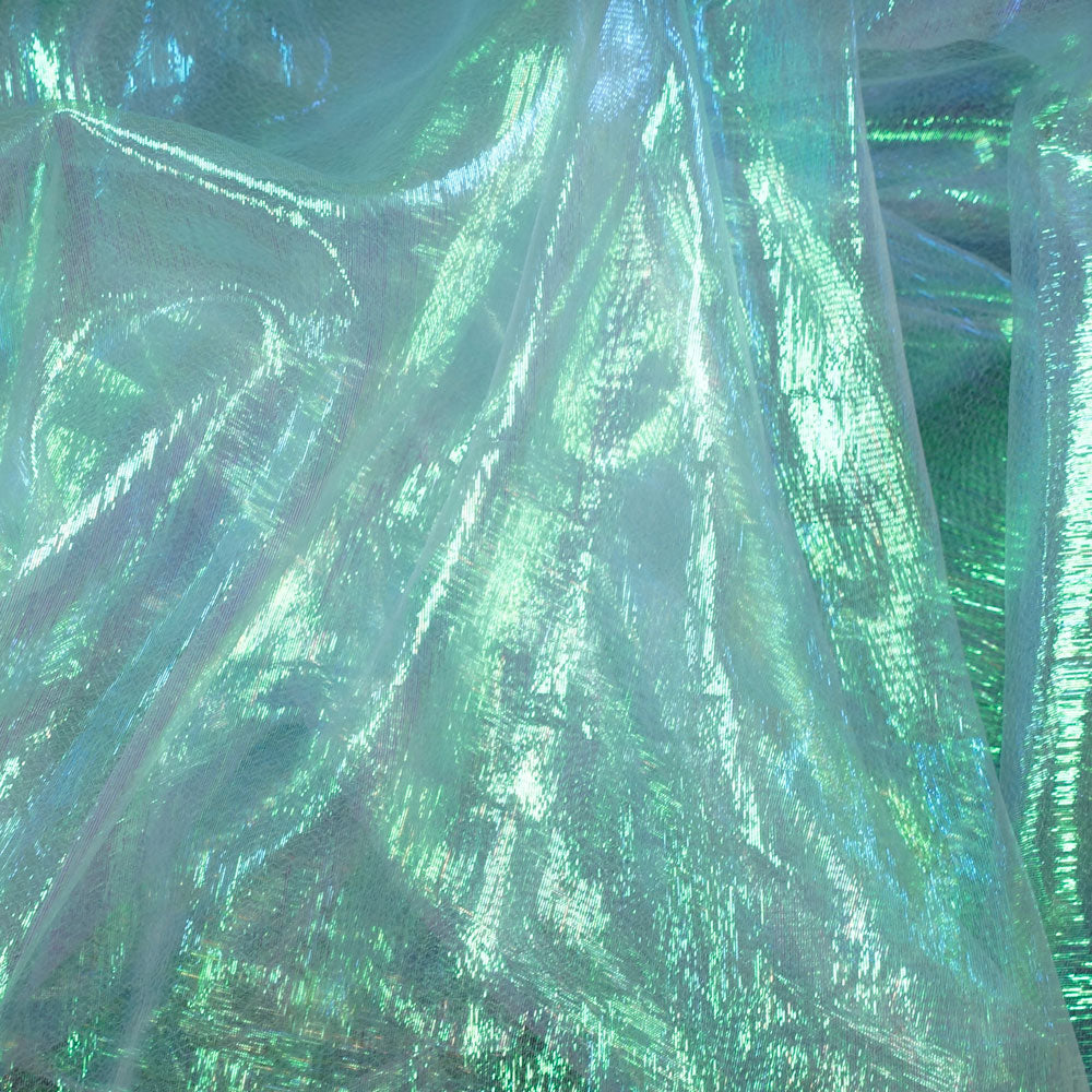 Aqua Woven Translucent/Iridescent Organza Fabric